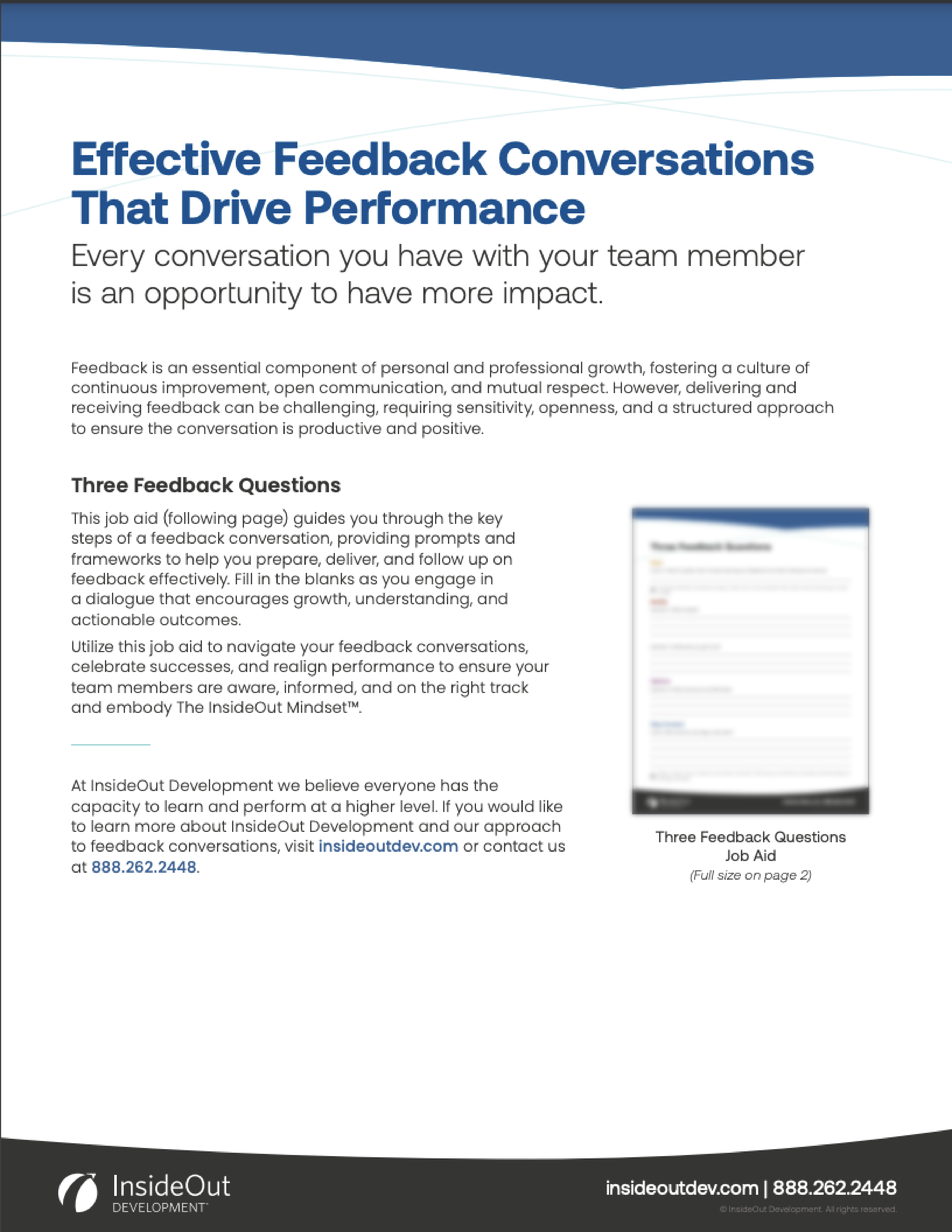 Job Aid: Effective Feedback Conversations That Drive Performance